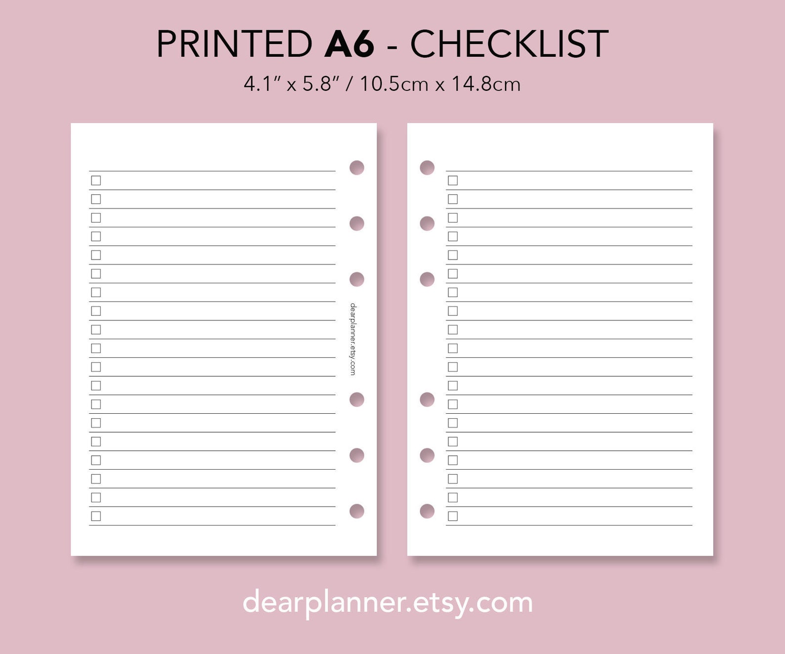 PRINTED True A6 Lined Checklist Insert Lined Planner Pages - Etsy