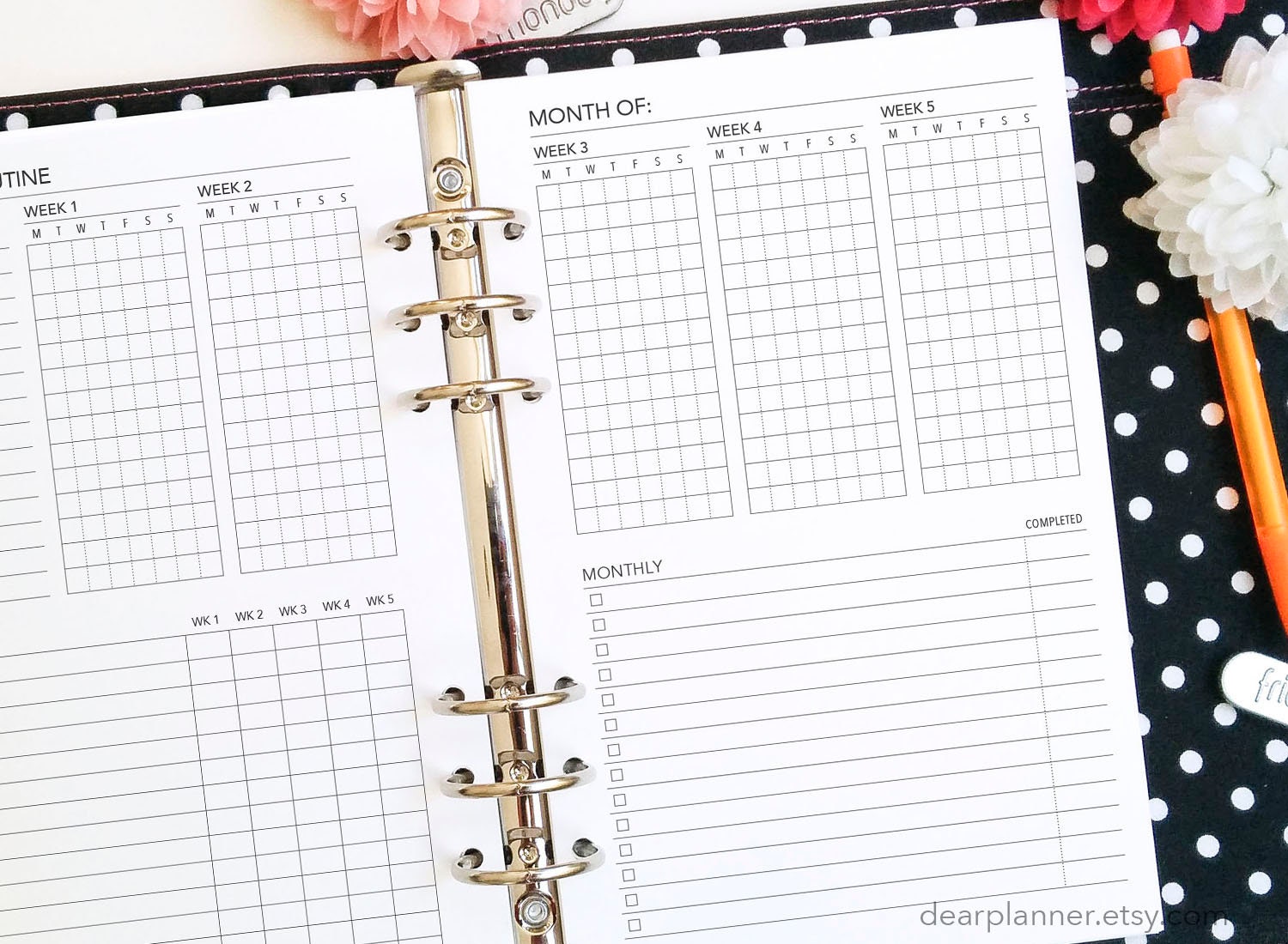 PRINTED Undated Month Routine Tracker Daily Weekly Monthly | Etsy