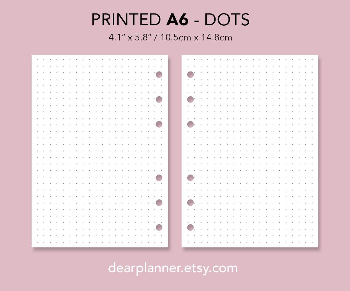 PRINTED True A6 Dotted Planner Inserts 5mm dot grid paper | Etsy