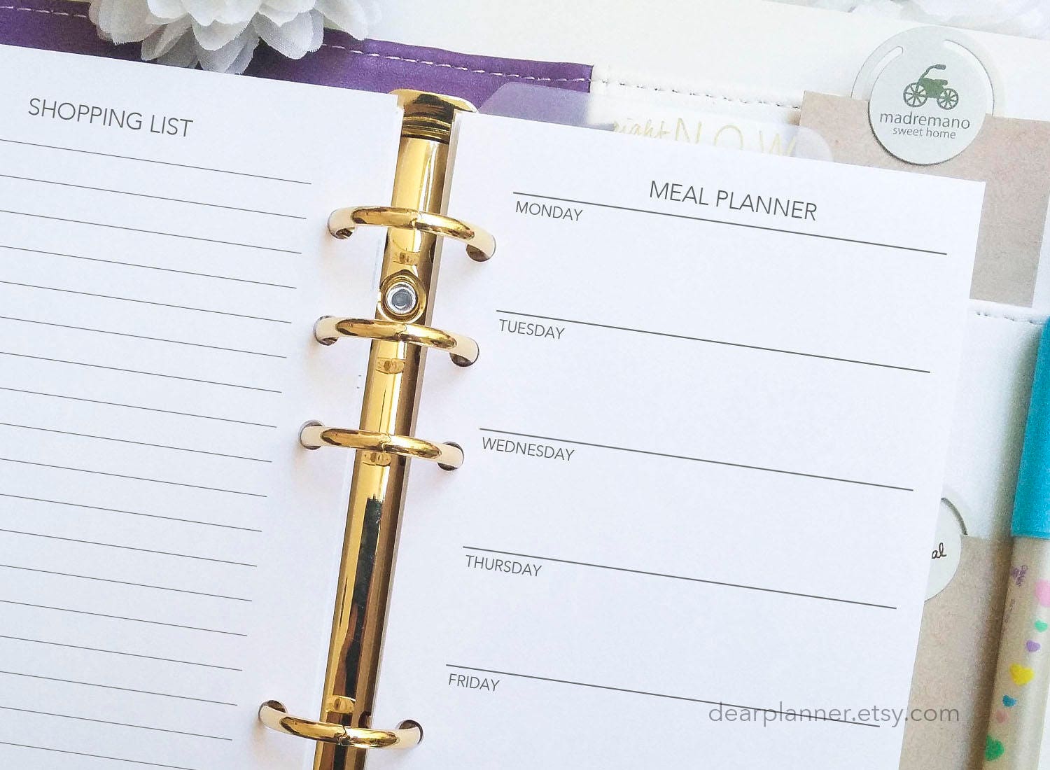 PRINTED Meal Planner Inserts Weekly Meal Plan and Shopping | Etsy