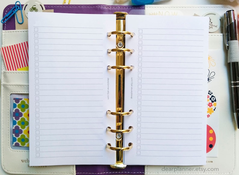 PRINTED Lined Checklist Insert Lined Pages Planner Refill - Etsy