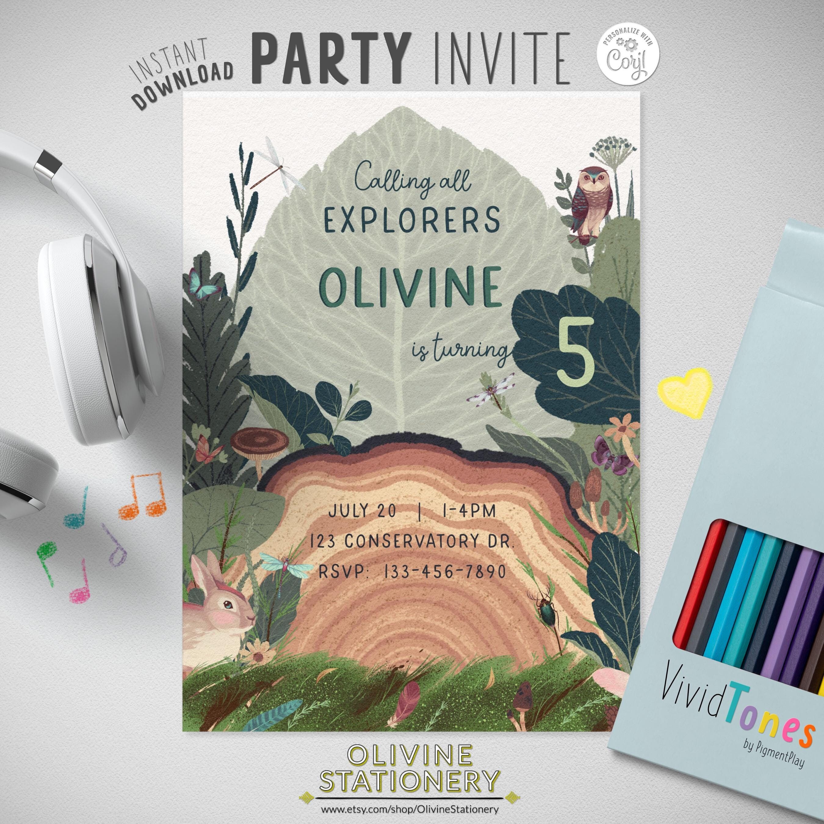 Nature Woods Birthday Invitation Template, Critters Nature Invitation ...