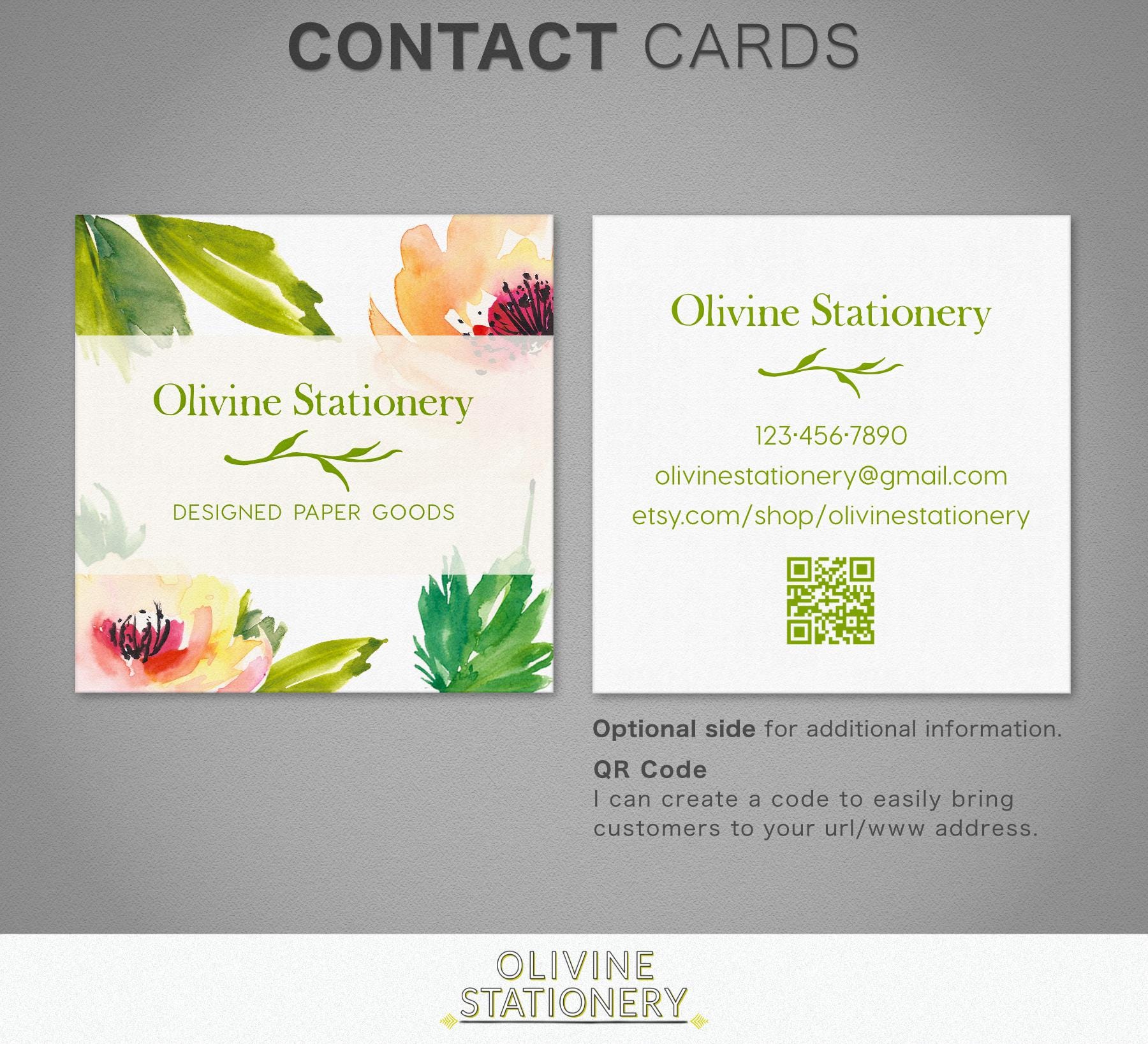 Green Leaves, Printed Personalized SQUARE Business Card, Custom ...