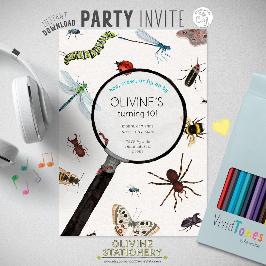 Bugs Critters Birthday Invitation Template, Nature Birthday, Printable ...