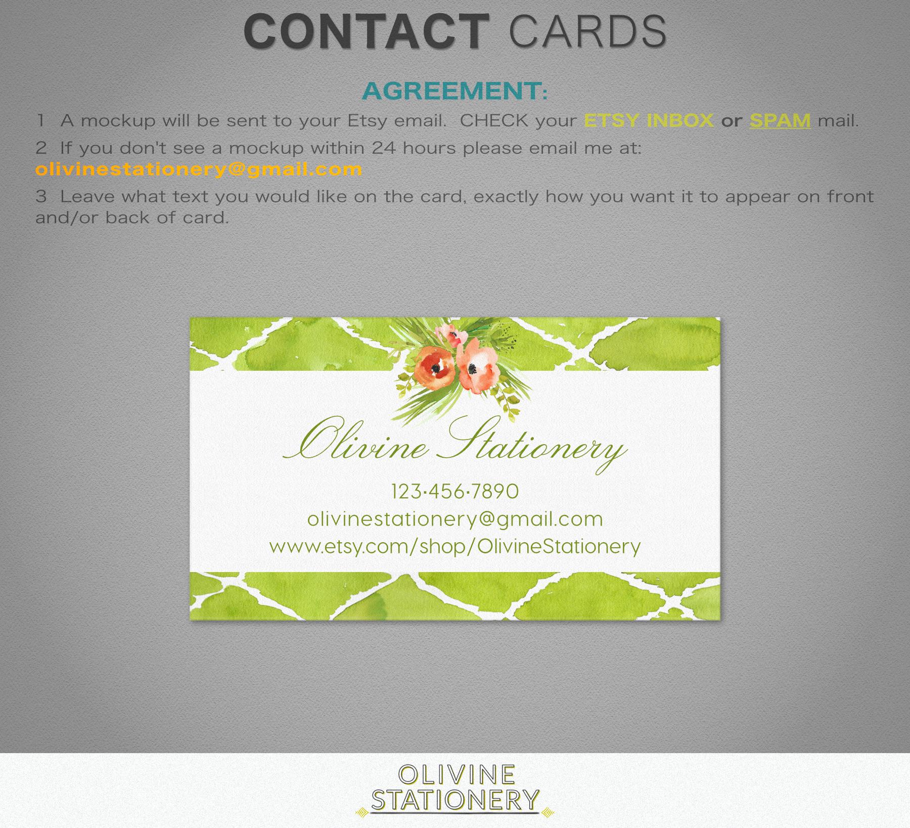 Watercolor Floral Business Cards |diamond Pattern | Printed ...