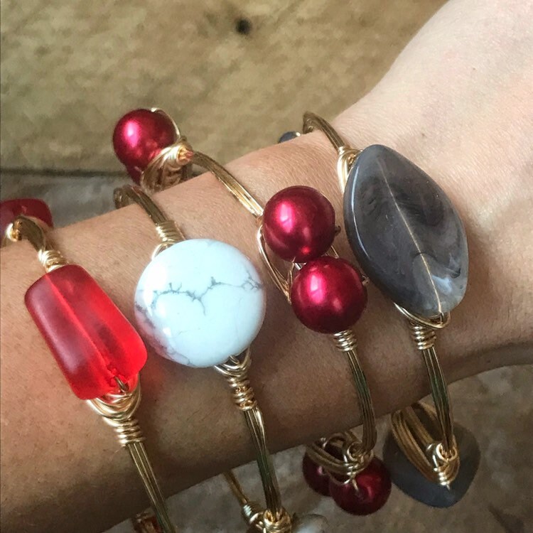 Red Bangle Matte Red Bangle Red Acrylic Bangle Gold Wire - Etsy