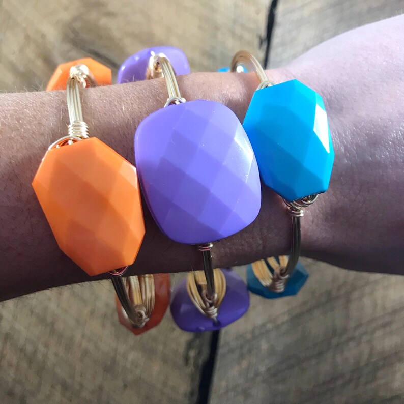 Purple Acrylic Bangle, Purple Bead Bangle, Purple Bangle, Bourbon and ...