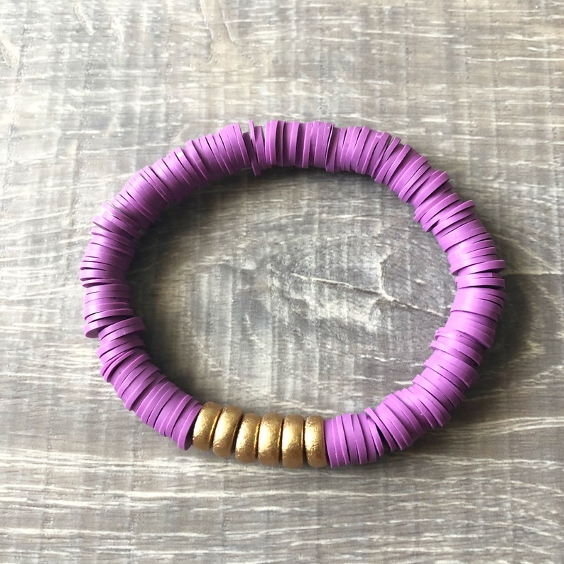Purple Vinyl Heishi Bead Bracelet Purple Vinyl Bracelet | Etsy