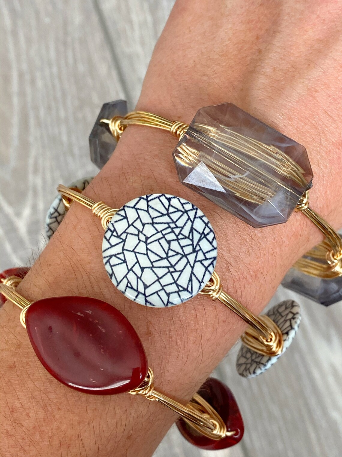 Dark Red Bangle Red Bangle Red Bead Bangle Bourbon and | Etsy