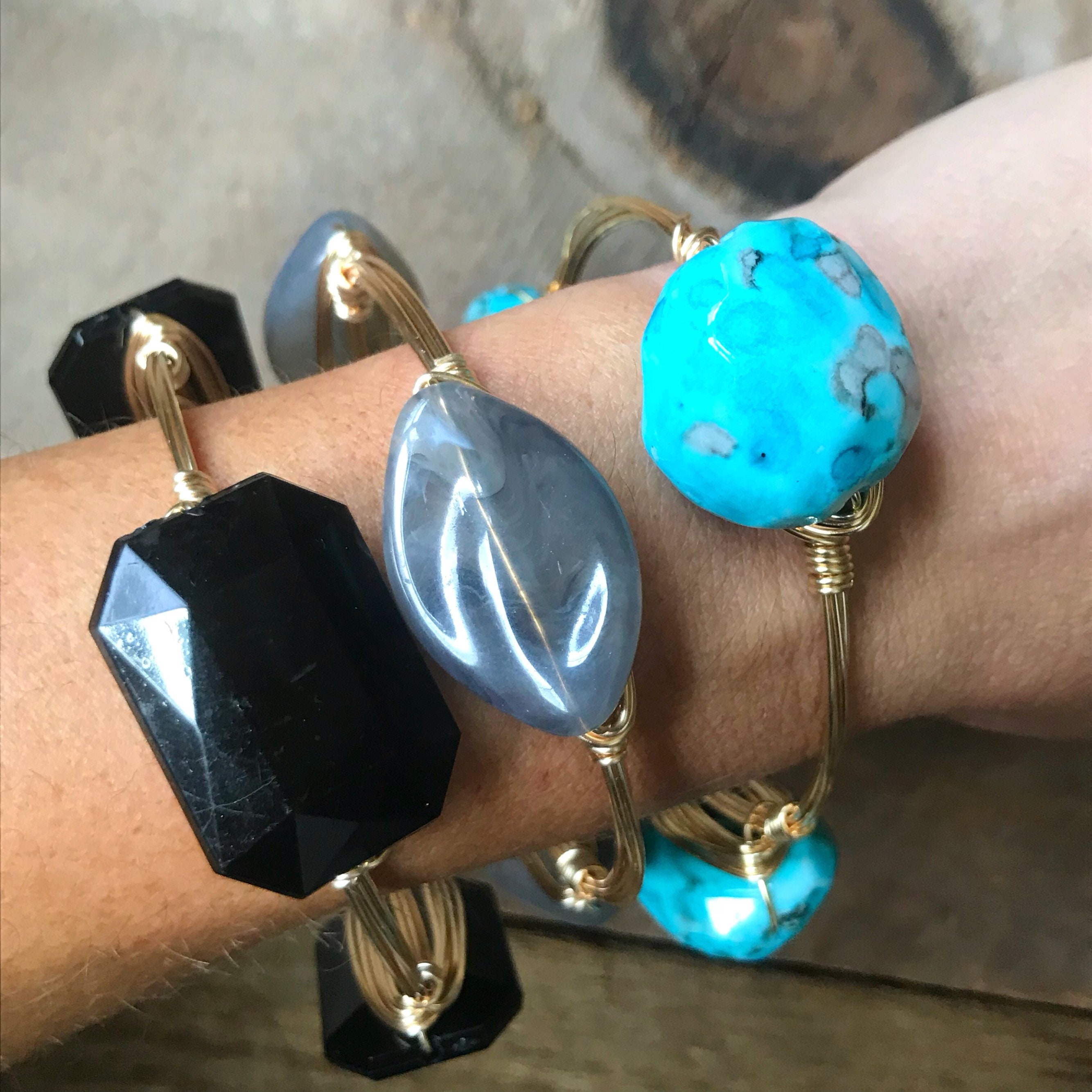 Grey Acrylic Bead Bangle, Gray Bead Bangle, Bourbon and Boweties ...