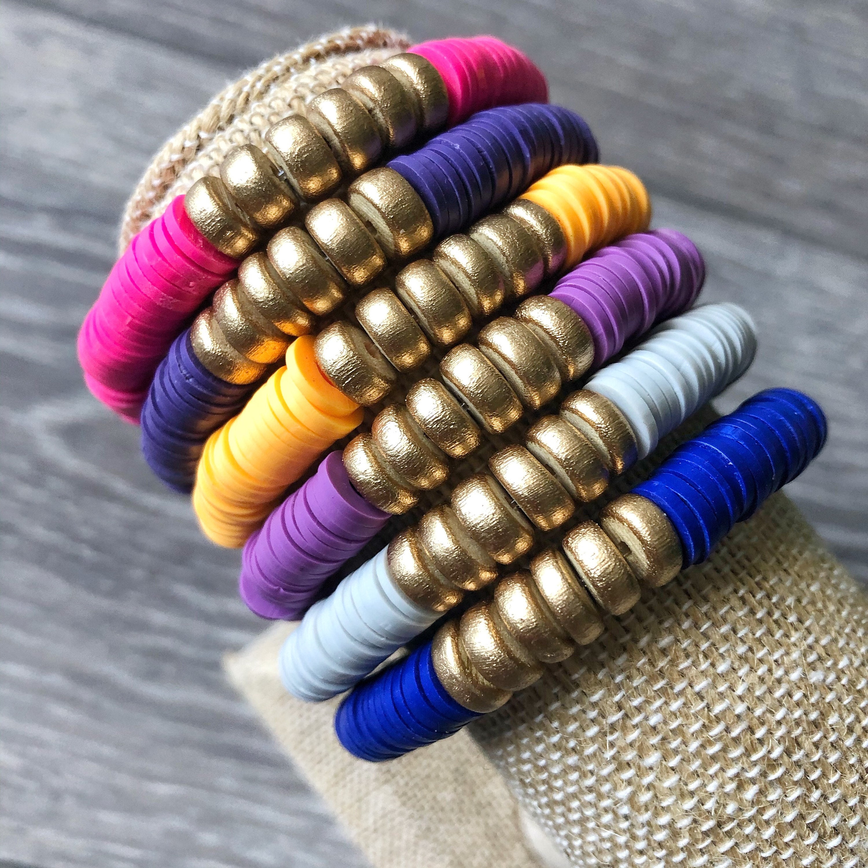 Gray Vinyl Heishi Bead Bracelet Grey Vinyl Bracelet Gray - Etsy