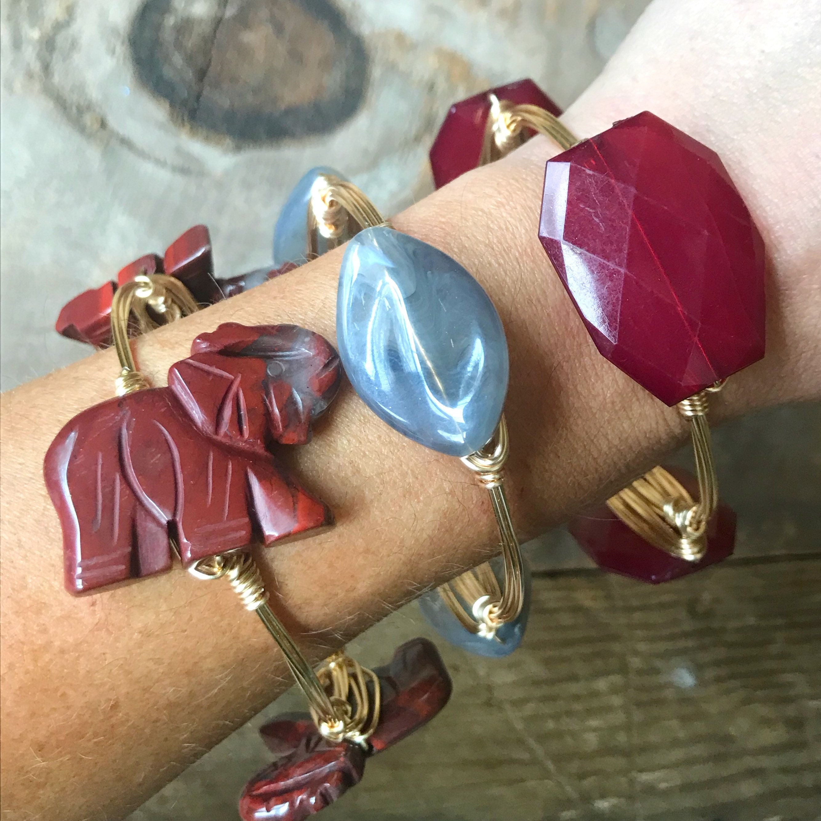 Grey Acrylic Bead Bangle, Gray Bead Bangle, Bourbon and Boweties ...