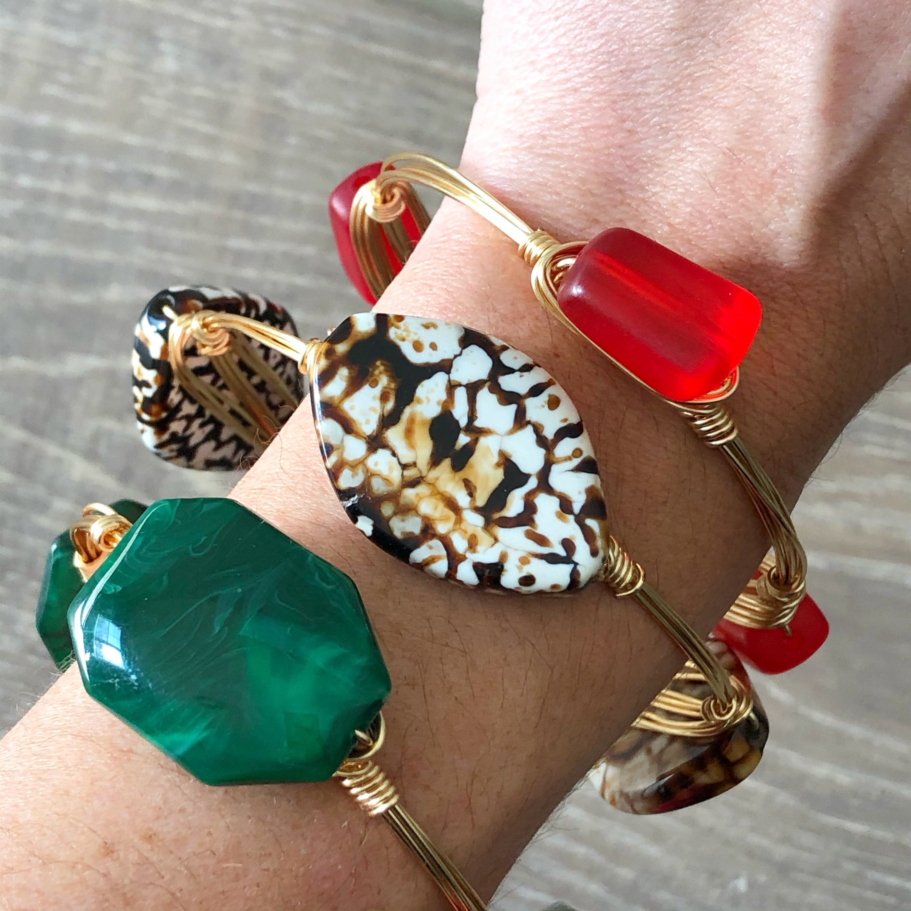 Red Bangle Matte Red Bangle Red Acrylic Bangle Gold Wire - Etsy