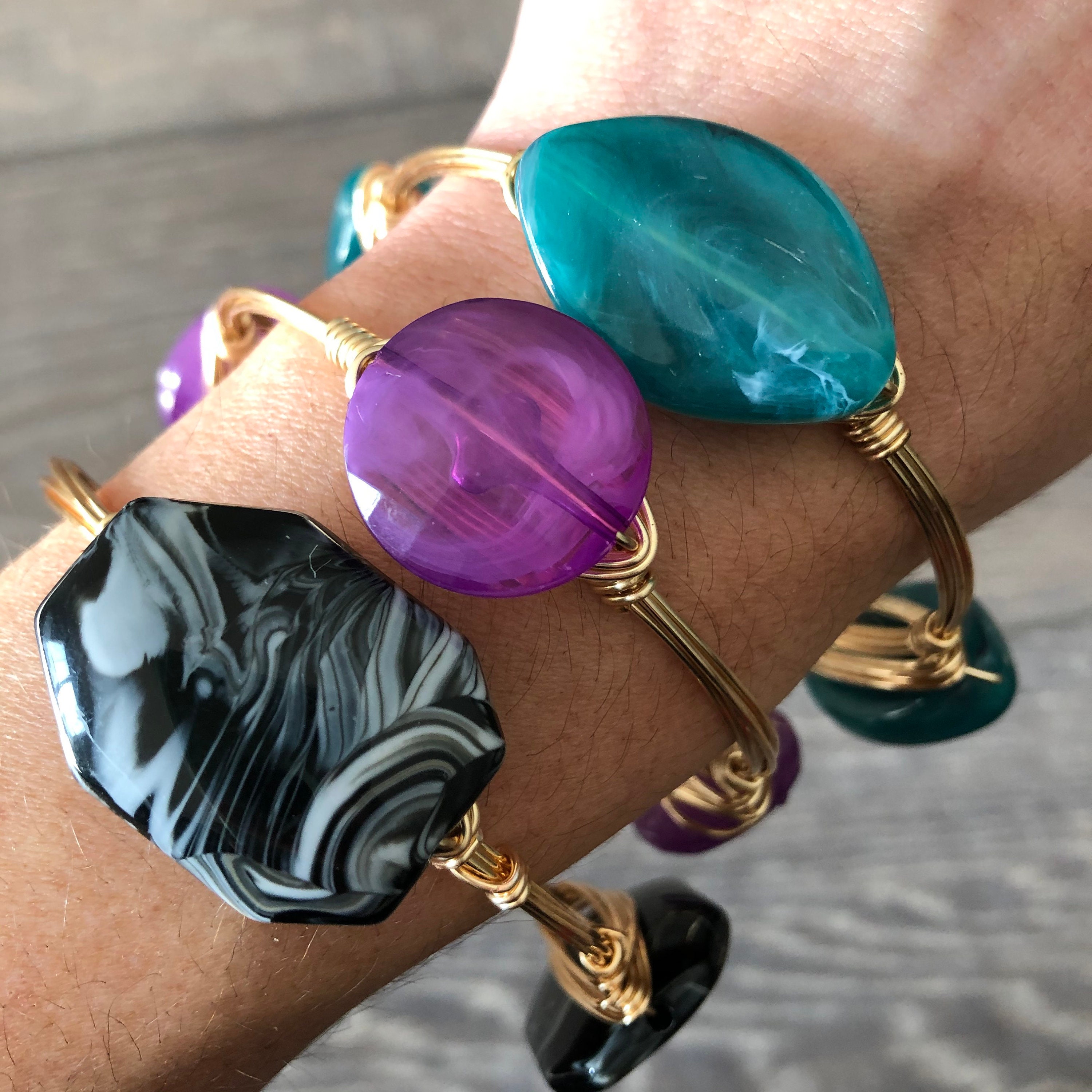 Emerald Bead Bangle, Emerald Green Bangle, Bourbon and Boweties ...