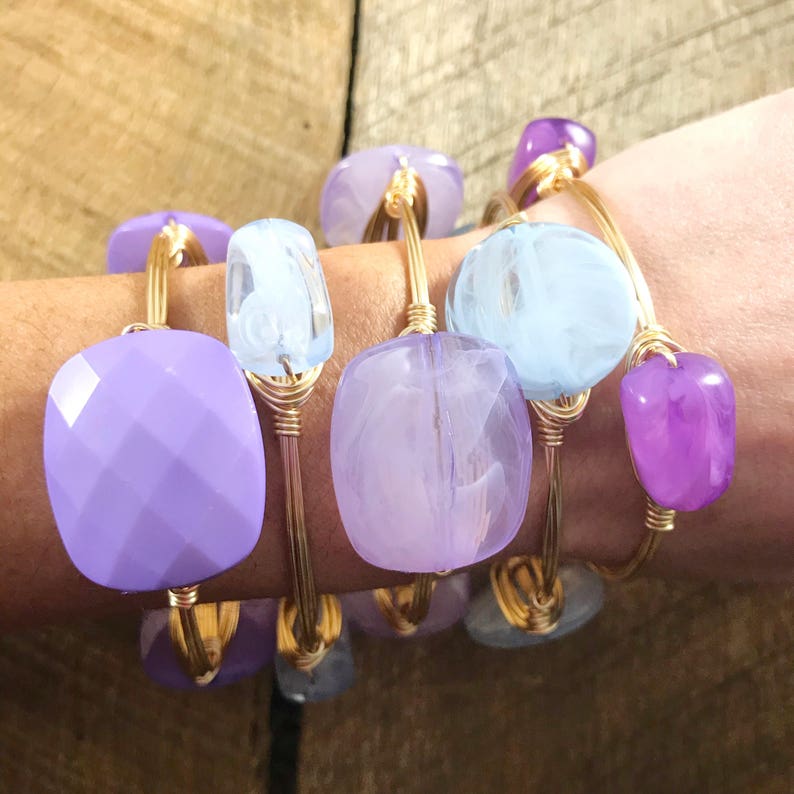 Purple Acrylic Bangle, Purple Bead Bangle, Purple Bangle, Bourbon and ...