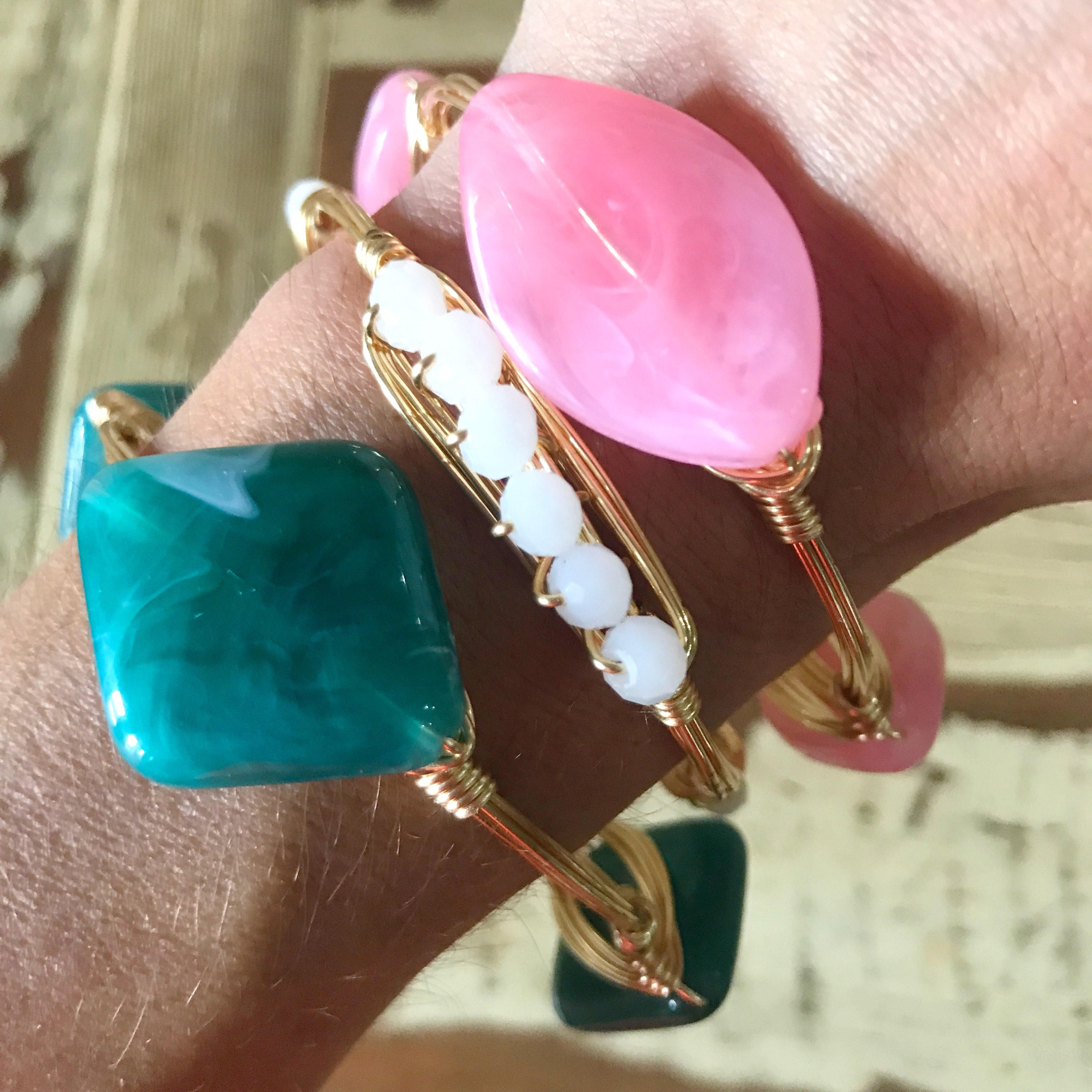 Emerald Bead Bangle, Emerald Green Bangle, Bourbon and Boweties ...