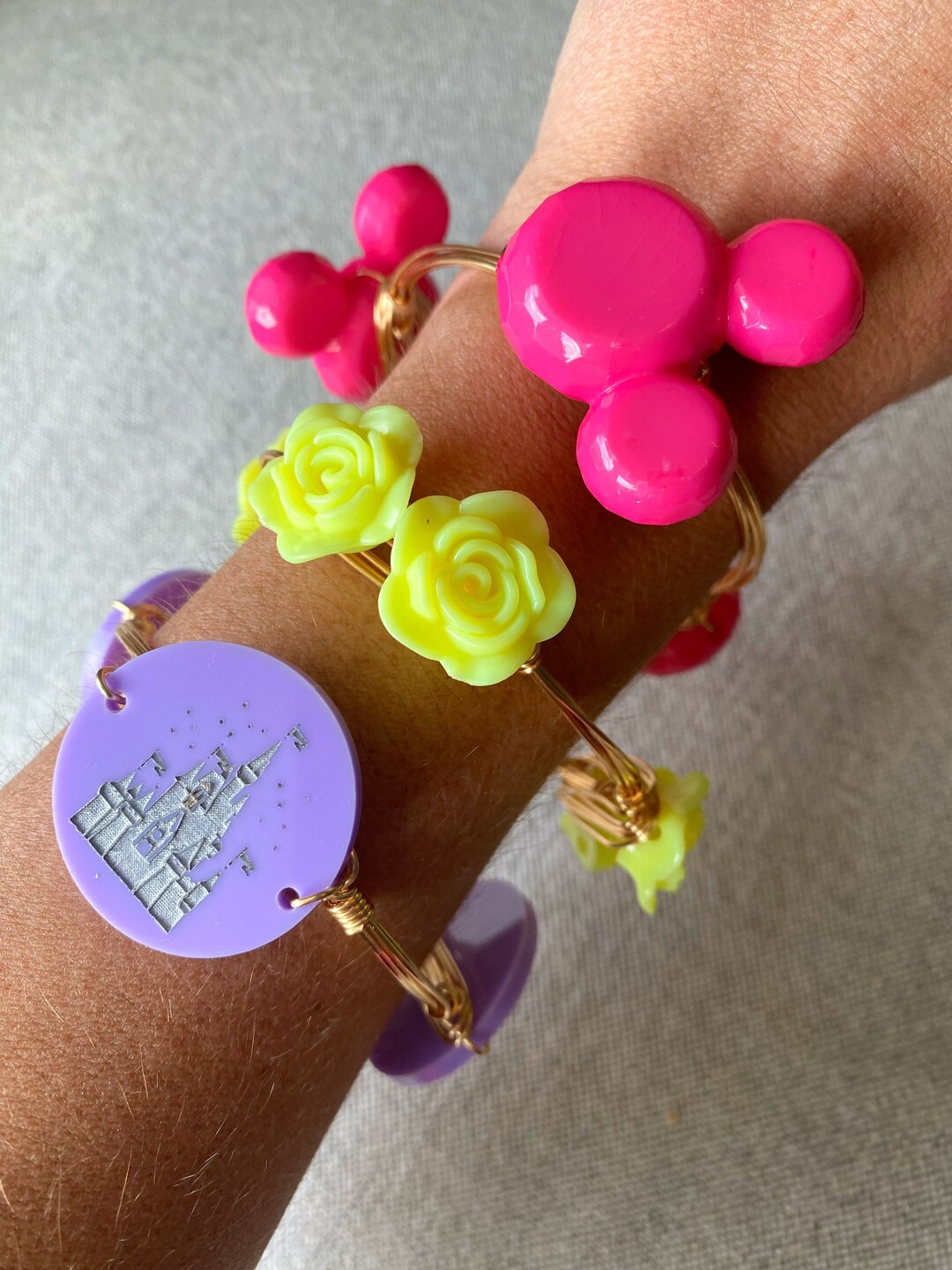 Disney Castle Bangle, Castle Bead Bangle, Bourbon and Boweties Inspired ...