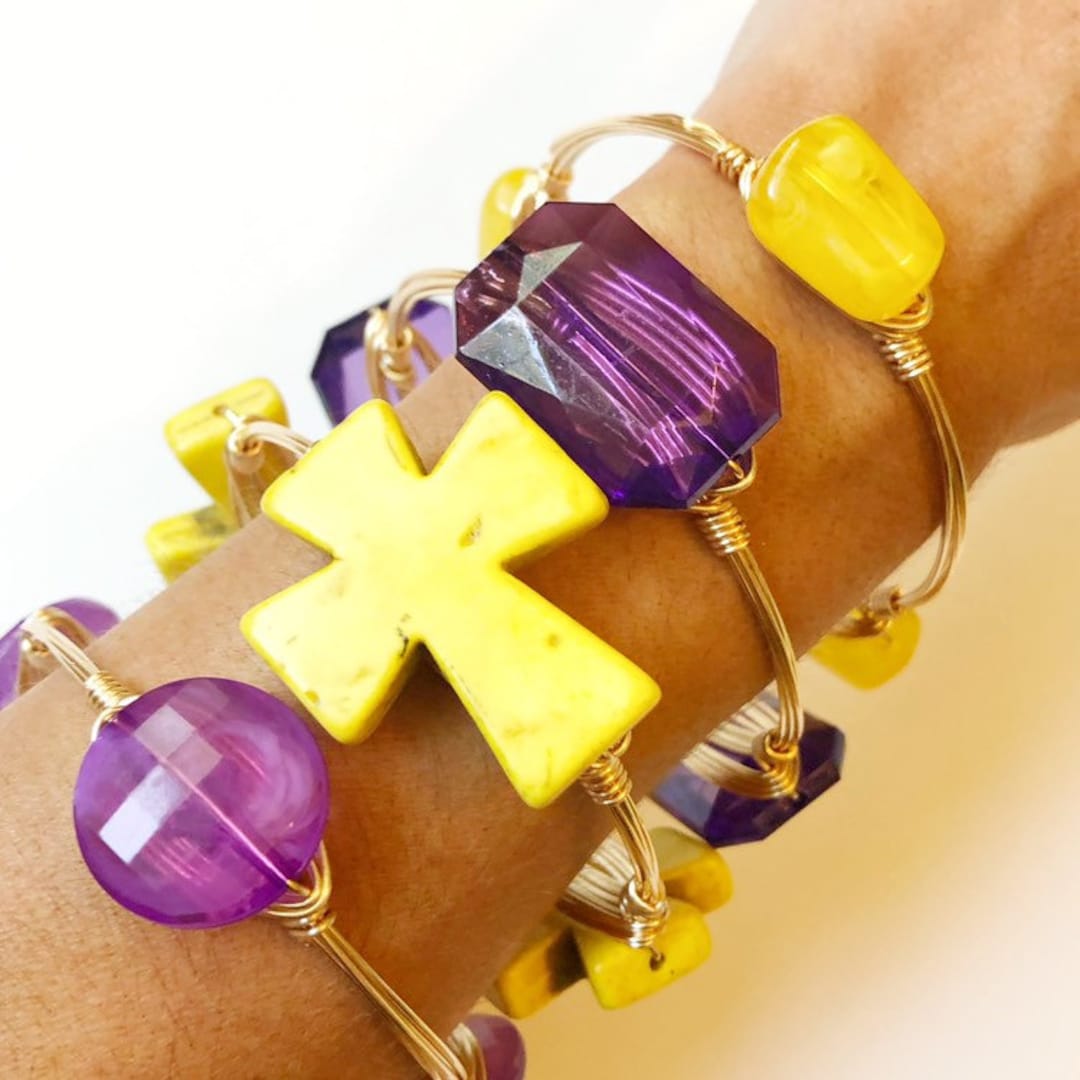 Purple Acrylic Bangle, Purple Bead Bangle, Purple Bangle, Bourbon and ...