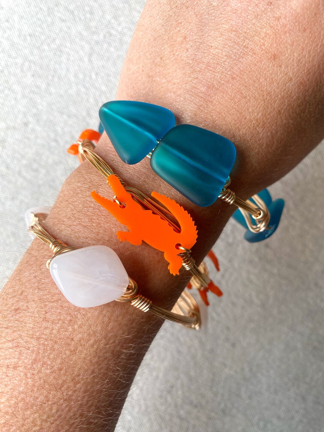Orange Acrylic Gator Bangle, Orange Bangle, Bourbon and Boweties ...