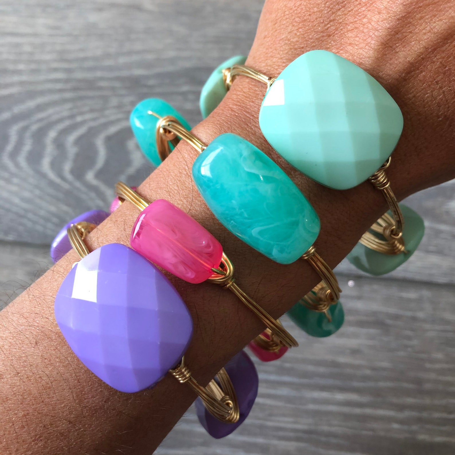 Purple Acrylic Bangle, Purple Bead Bangle, Purple Bangle, Bourbon and ...