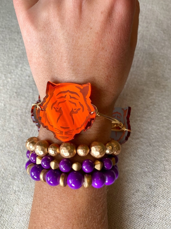 Tiger Bead Bangle Acrylic Tiger Bead Bangle Bourbon and - Etsy