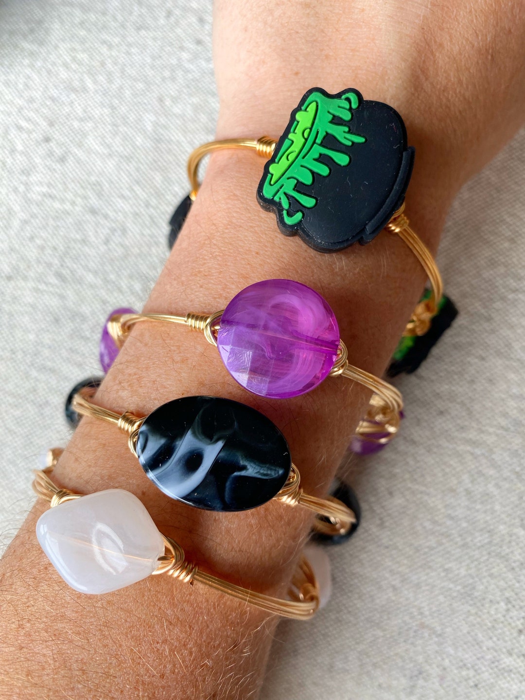Black Cauldron Silicone Bead Bangle, Black Bead Bangle, Cauldron Bangle ...