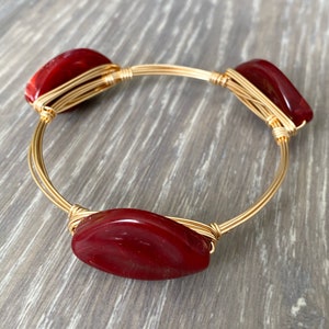 Dark Red Bangle, Red Bangle, Red Bead Bangle, Bourbon and Boweties ...