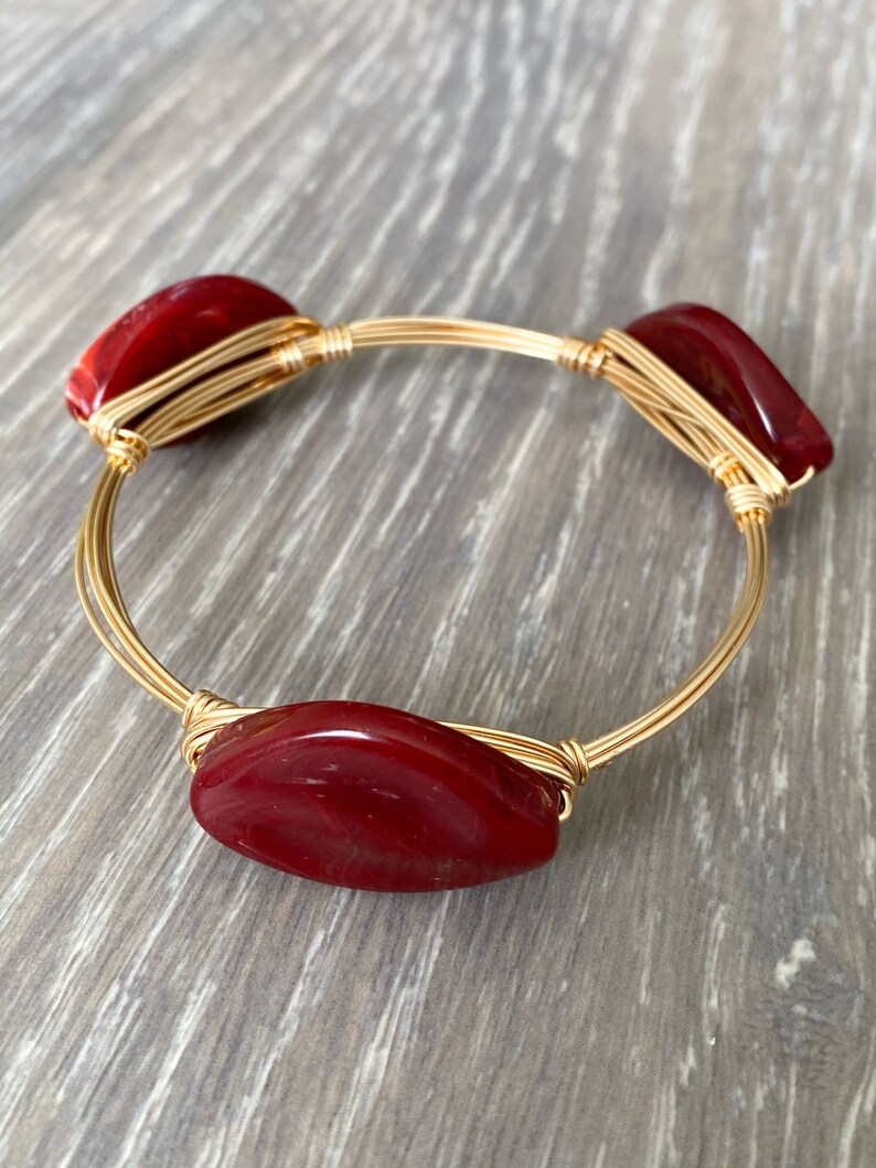 Dark Red Bangle Red Bangle Red Bead Bangle Bourbon and - Etsy
