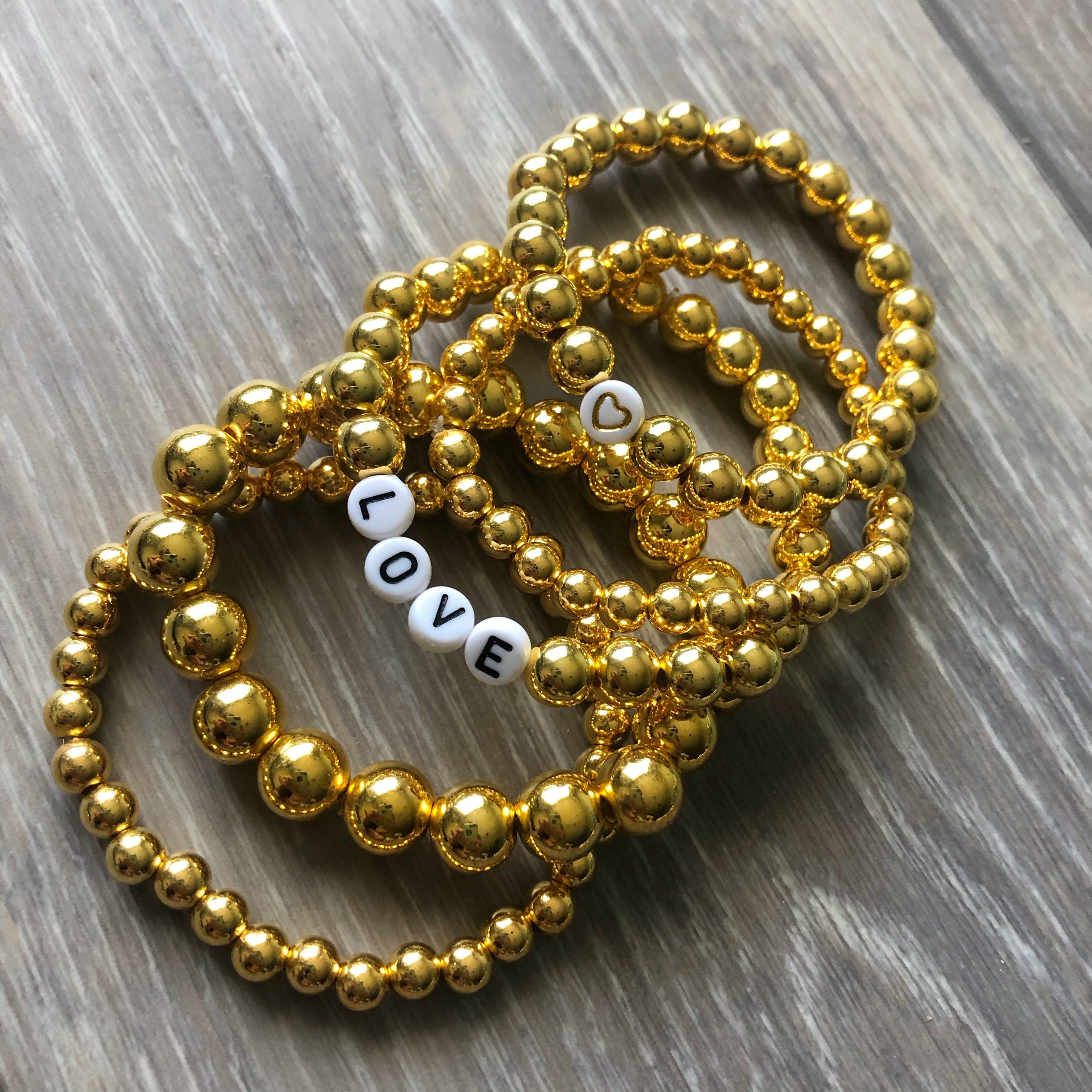 Gold Beaded Bracelet Gold Bracelet Stackable Bracelet Gold | Etsy