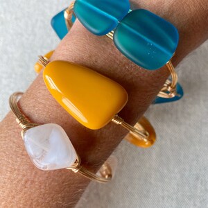 Golden Yellow Acrylic Wire Bangle, Yellow Acrylic Bangle, Bourbon and ...