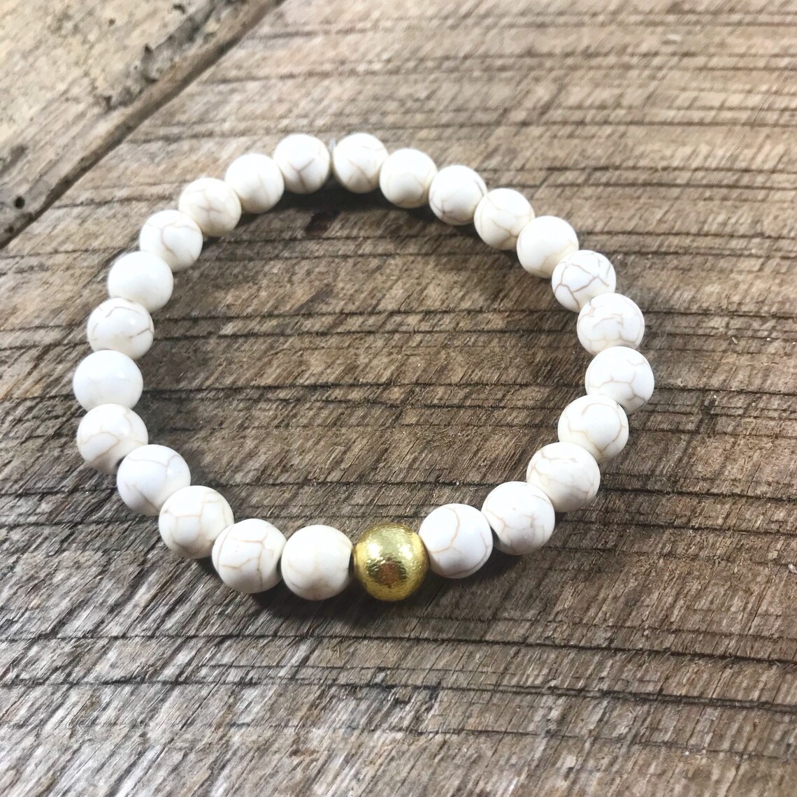 White Bead Bracelet White Howlite Bracelet White Bracelet - Etsy