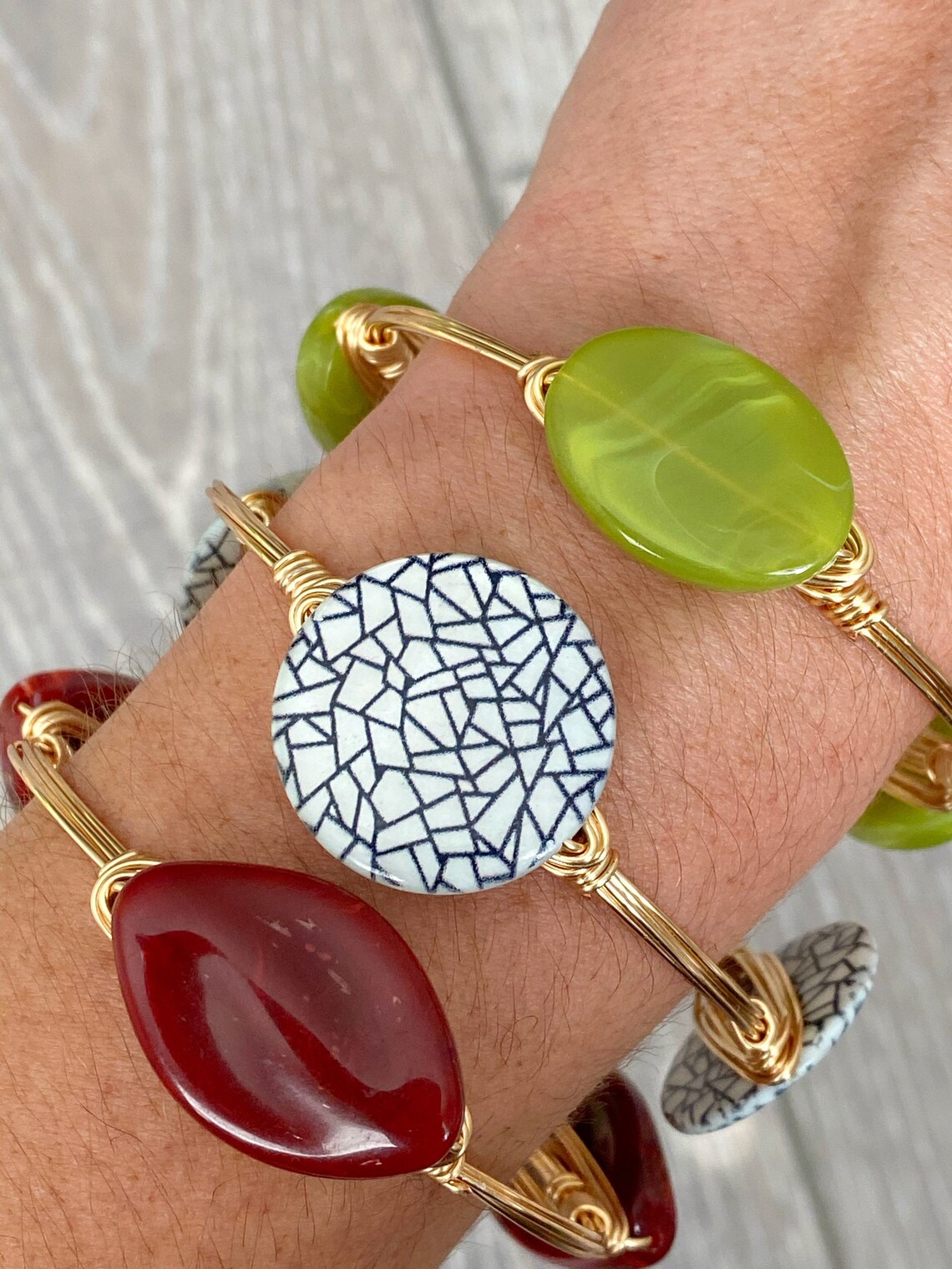 Dark Red Bangle, Red Bangle, Red Bead Bangle, Bourbon and Boweties ...