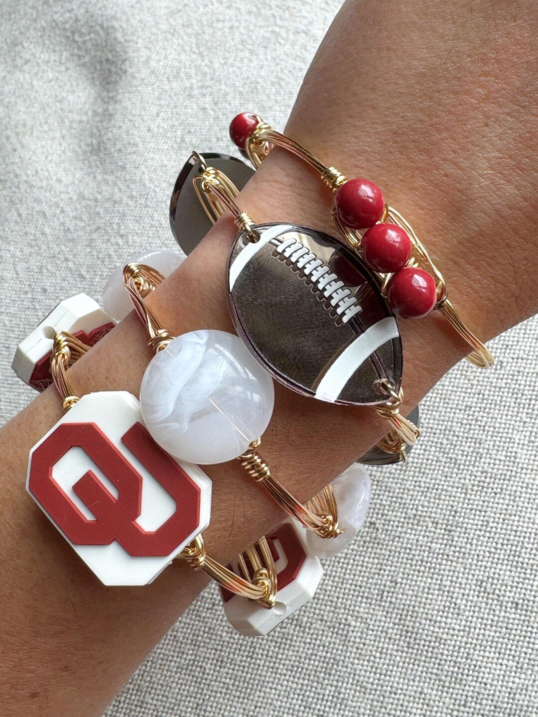 Oklahoma University Bangle, OU Bead Bangle, Bourbon and Boweties ...