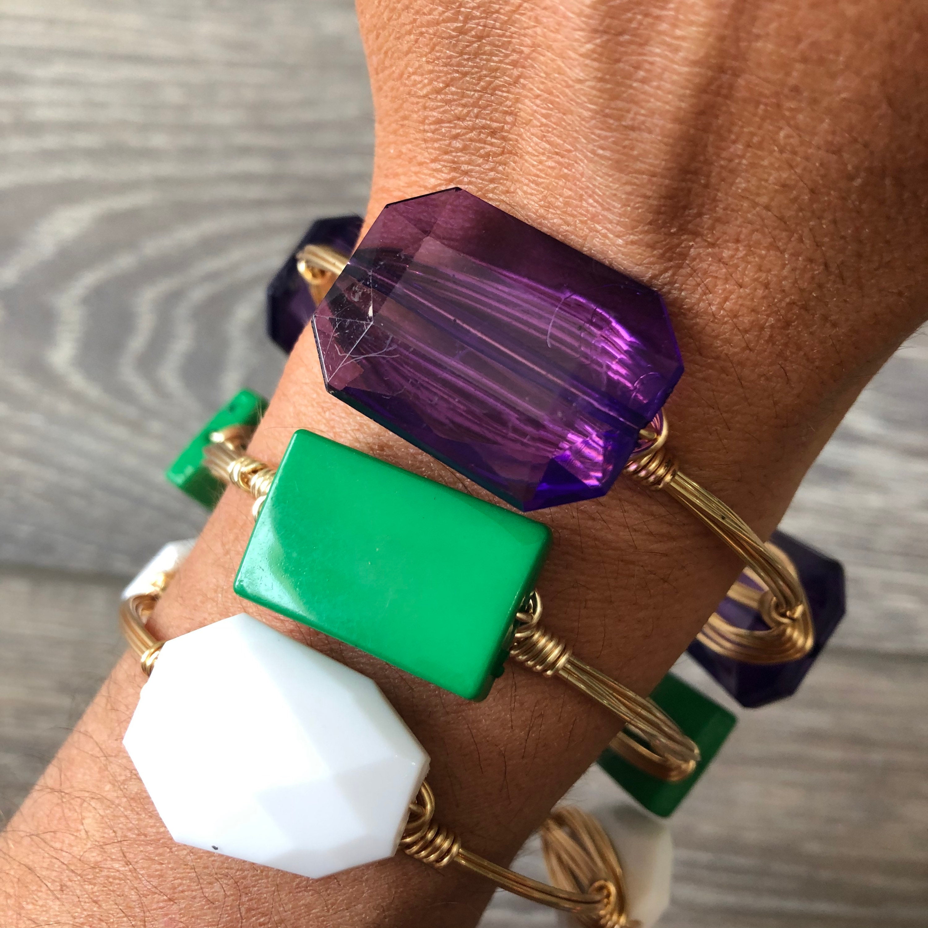 Green Wire Bangle Green Bangle Green Bead Bangle Bourbon | Etsy