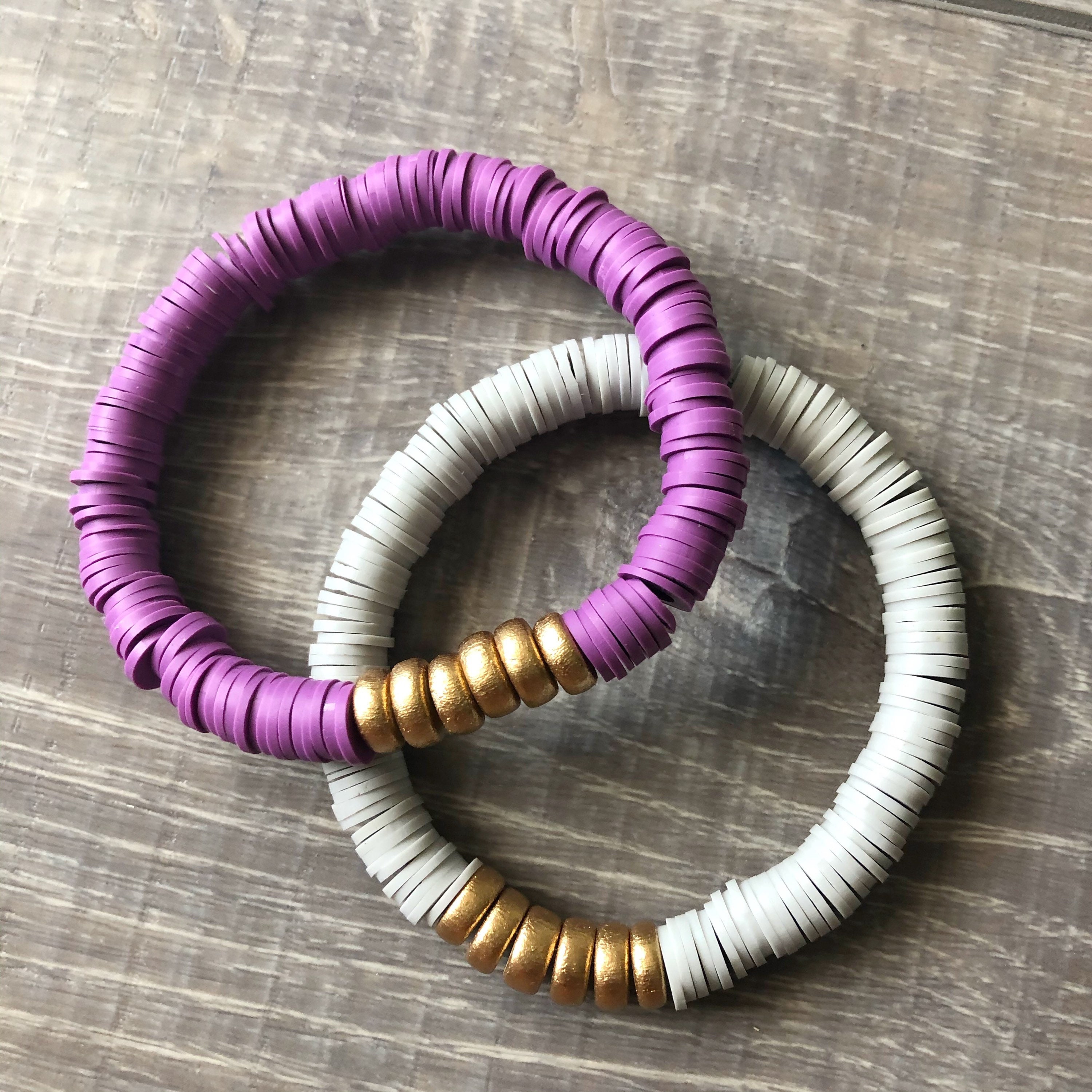 Gray Vinyl Heishi Bead Bracelet Grey Vinyl Bracelet Gray - Etsy