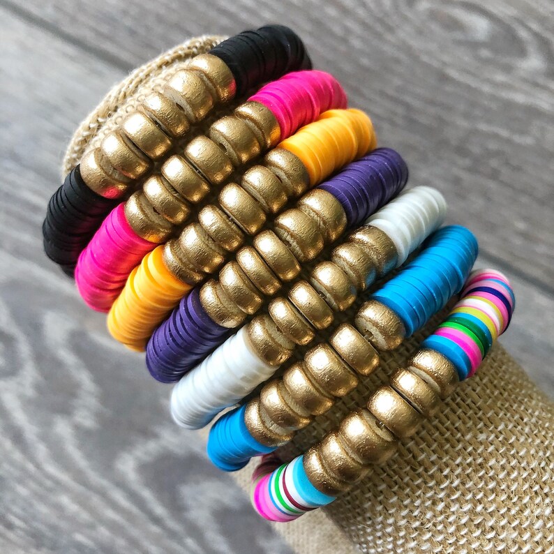 Pink Vinyl Heishi Bead Bracelet Pink Vinyl Bracelet Pink - Etsy