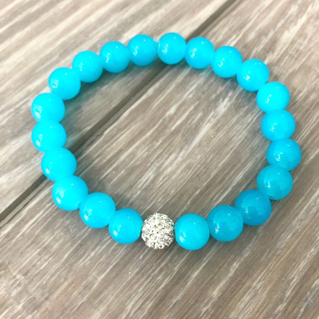 Blue Bead Bracelet, Blue Bracelet, Blue and Silver Bracelet, Gemstone ...