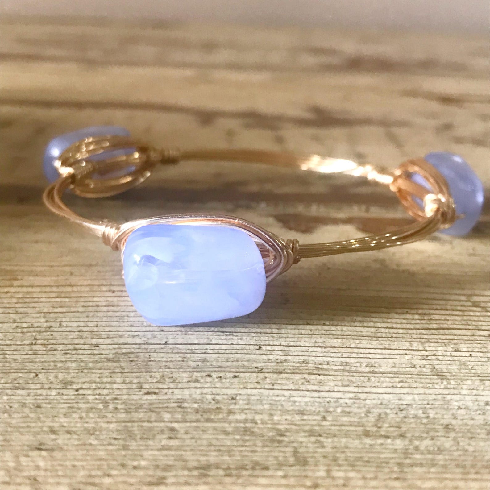 Periwinkle Acrylic Wire Wrap Bangle Periwinkle Bead Bangle - Etsy