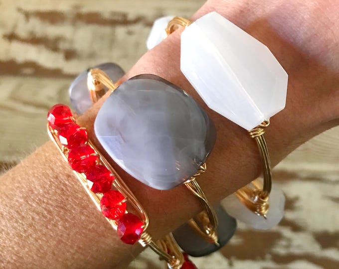Red Crystal Bead Bangle, Red Bead Bangle, Bourbon and Boweties Inspired ...