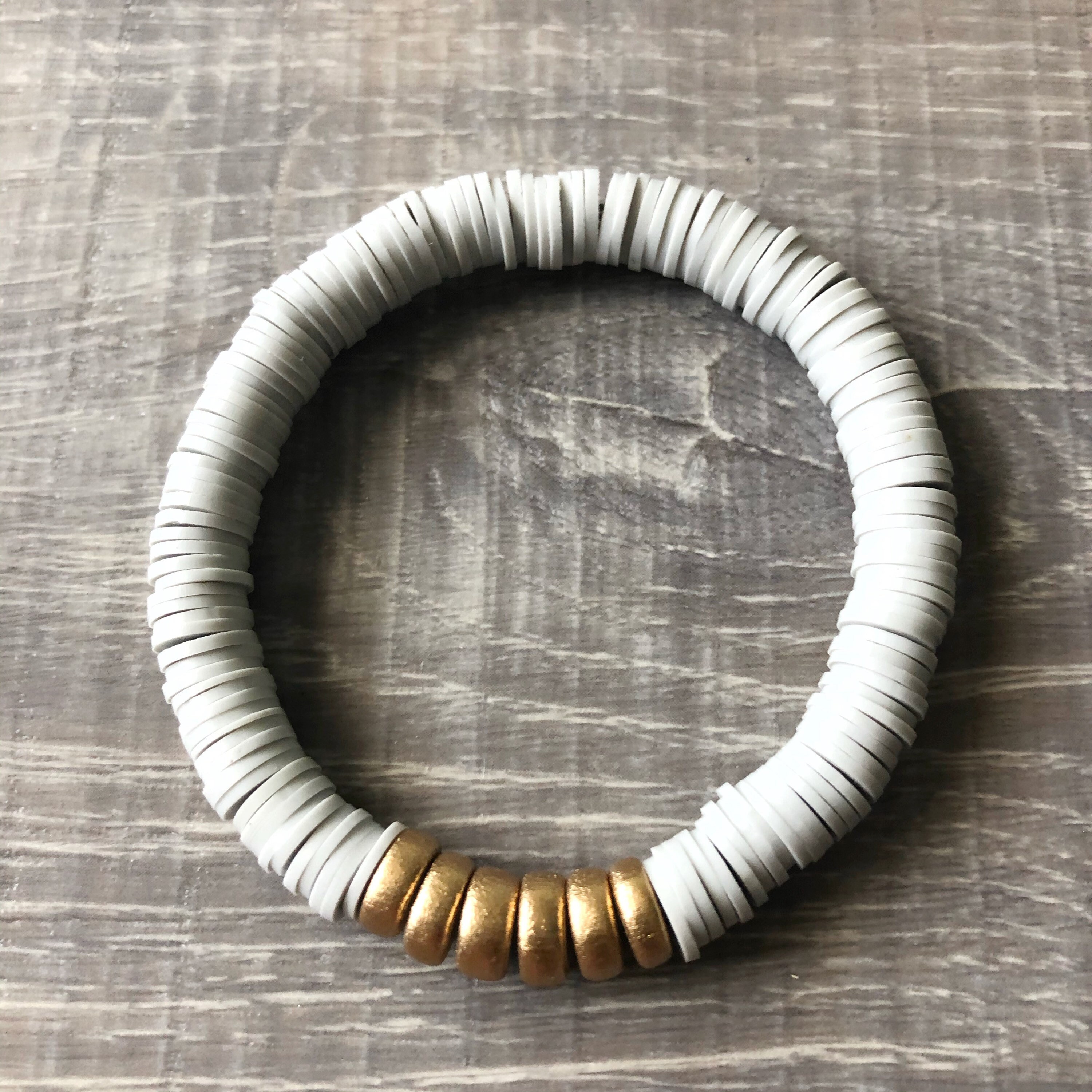 Gray Vinyl Heishi Bead Bracelet Grey Vinyl Bracelet Gray - Etsy