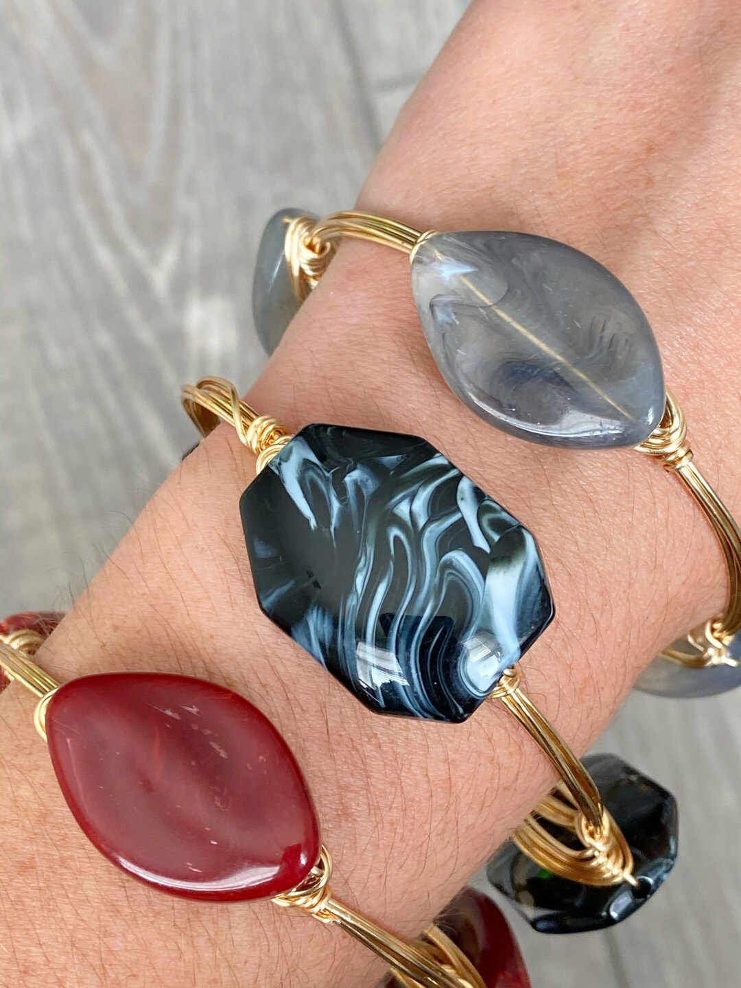 Dark Red Bangle, Red Bangle, Red Bead Bangle, Bourbon and Boweties ...