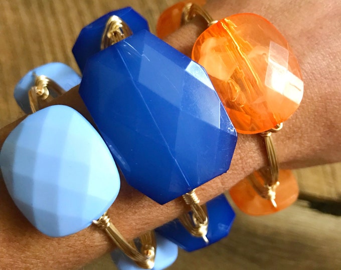 Large Royal Blue Acrylic Bead Bangle, Blue Bead Bangle, Bourbon and ...