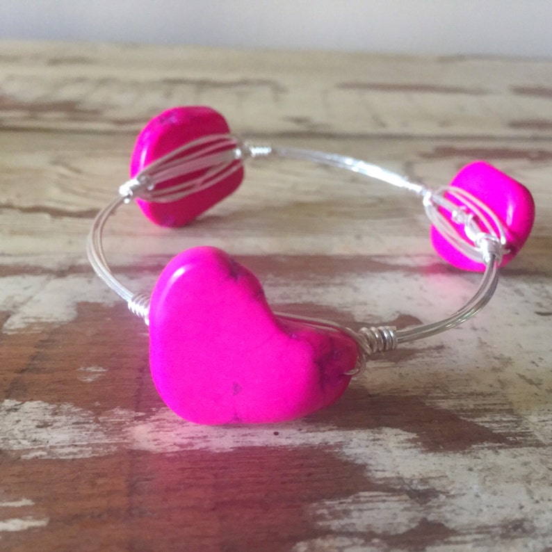 Pink Jasper Slab Wire Wrap Bangle Bracelet Pink Bangle Pink | Etsy