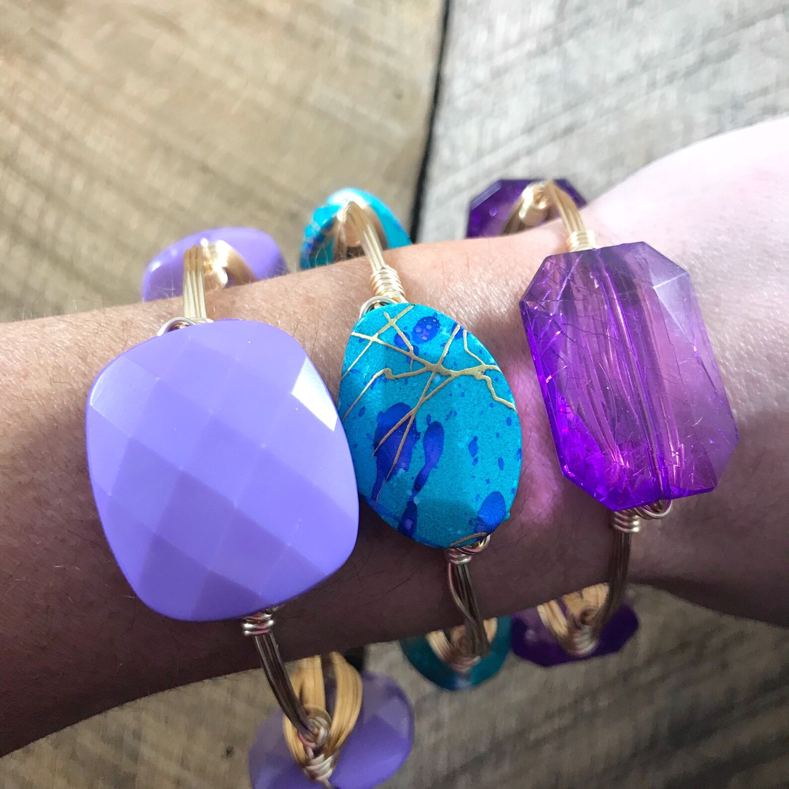 Purple Acrylic Bangle Purple Bead Bangle Purple Bangle - Etsy