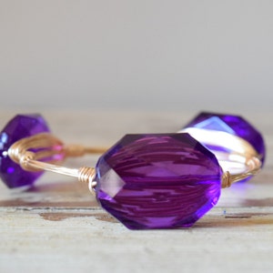 Purple Crystal Acrylic Wire Wrap Bangle Bracelet, Purple Crystal Bangle ...