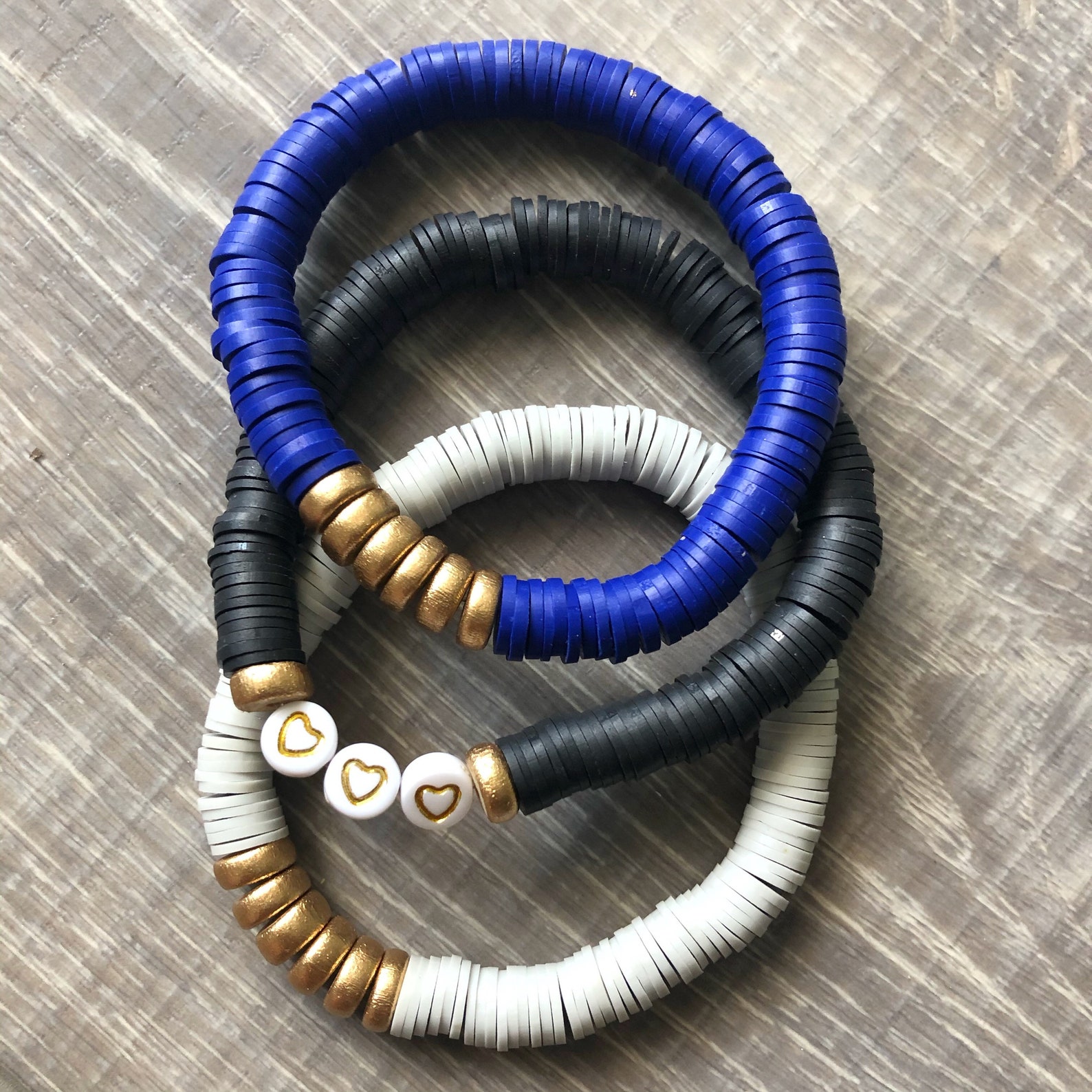 Gray Vinyl Heishi Bead Bracelet Grey Vinyl Bracelet Gray | Etsy