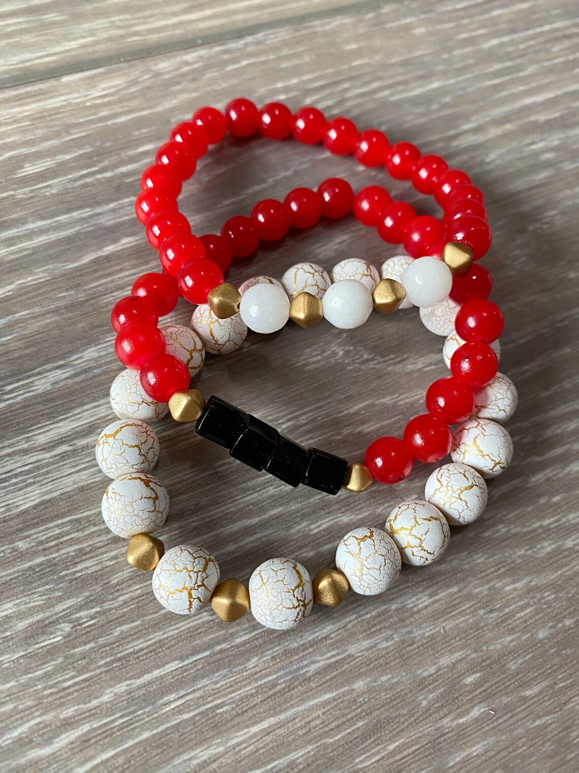 Red and Black Bead Bracelets, Red and Black Bracelets, Red Beaded ...