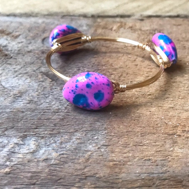 Pink Speckled Wire Bangle Pink Bangle Pink Speckled Bangle | Etsy