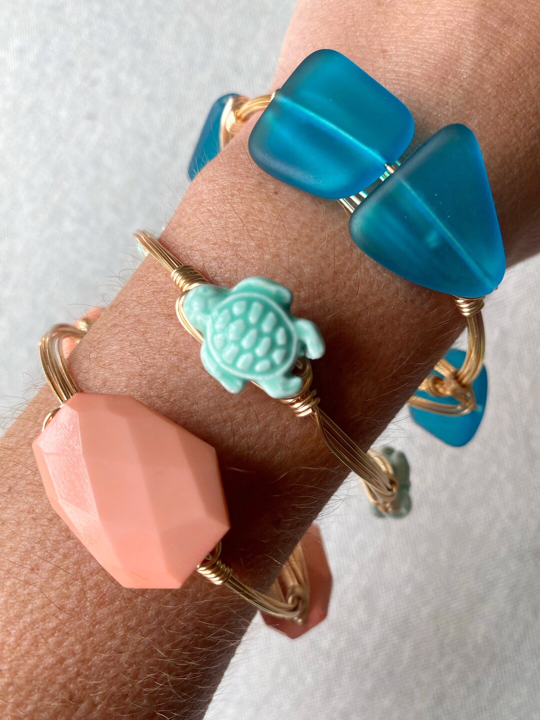 Mint Turtle Bead Bangle, Mint Bead Bangle, Bourbon and Boweties ...