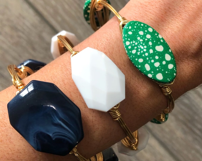 Green Spotted Bangle Green Bead Bangle Green Bangle Bourbon - Etsy